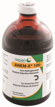 Iron Dextran Inject (Anem-X), 100mg/ml, 100ml, 12/Case – Agtech Inc