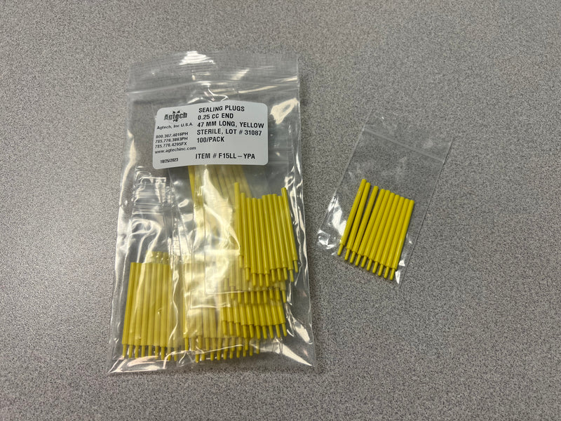 Sealing Plugs 47mm, 0.25cc, Yellow, Sterile, 10/Bag, 100/pk – Agtech Inc